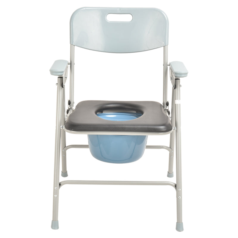 Steel Frame Gray Commode Chair